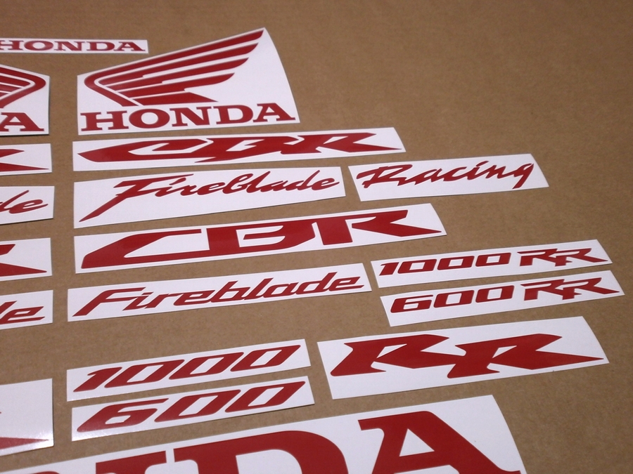 Honda CBR Fireblade 1000RR / 600RR medium red logo decals kit - Moto ...