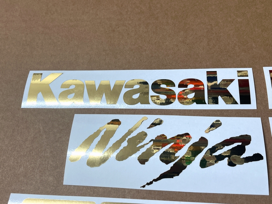 Kawasaki 650 ninja chrome (mirror) gold custom sticker set - Moto ...