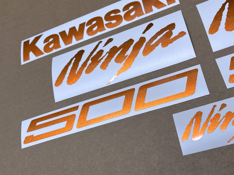 Kawasaki ninja 500 pearl (metallic) orange custom sticker set - Moto ...