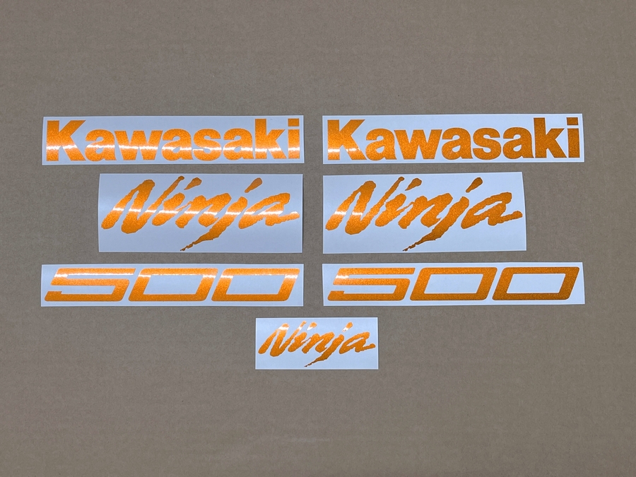 Kawasaki ninja 500 pearl (metallic) orange custom sticker set - Moto ...