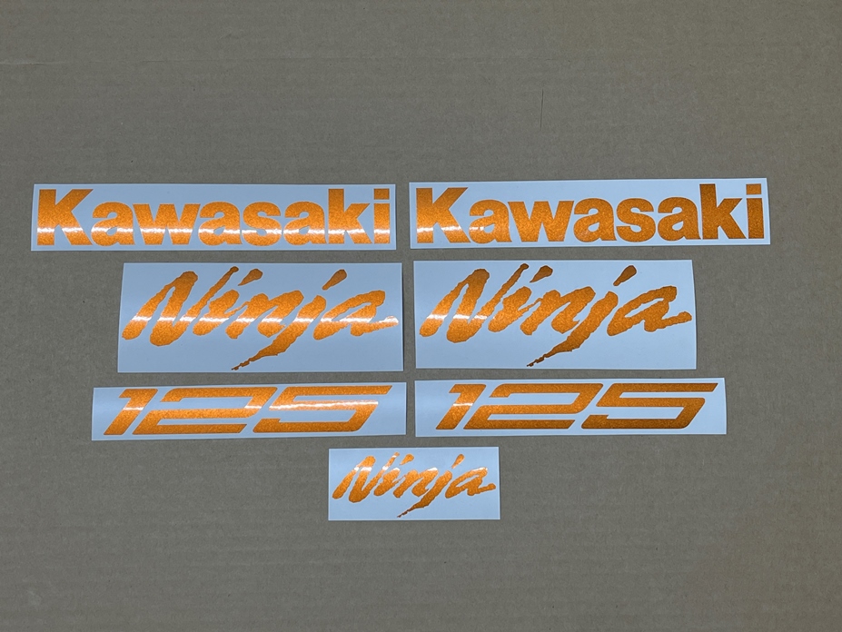 Kawasaki ninja 125 pearl (metallic) orange custom sticker set - Moto ...