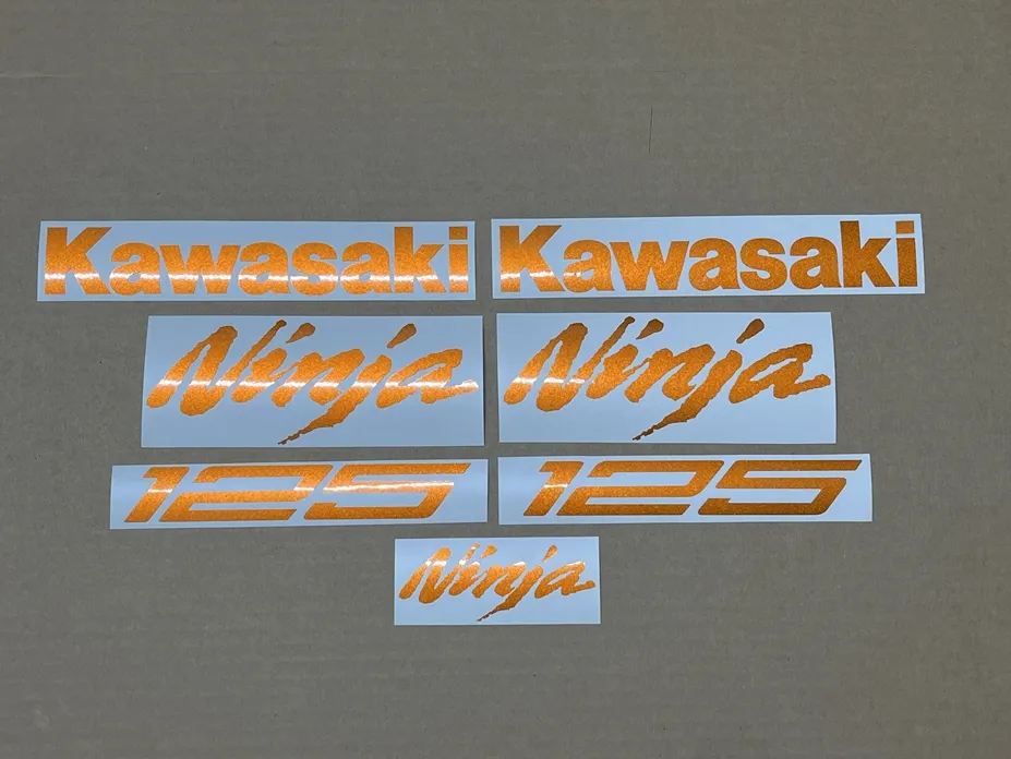 Kawasaki ninja 125 pearl (metallic) orange custom sticker set - Moto ...