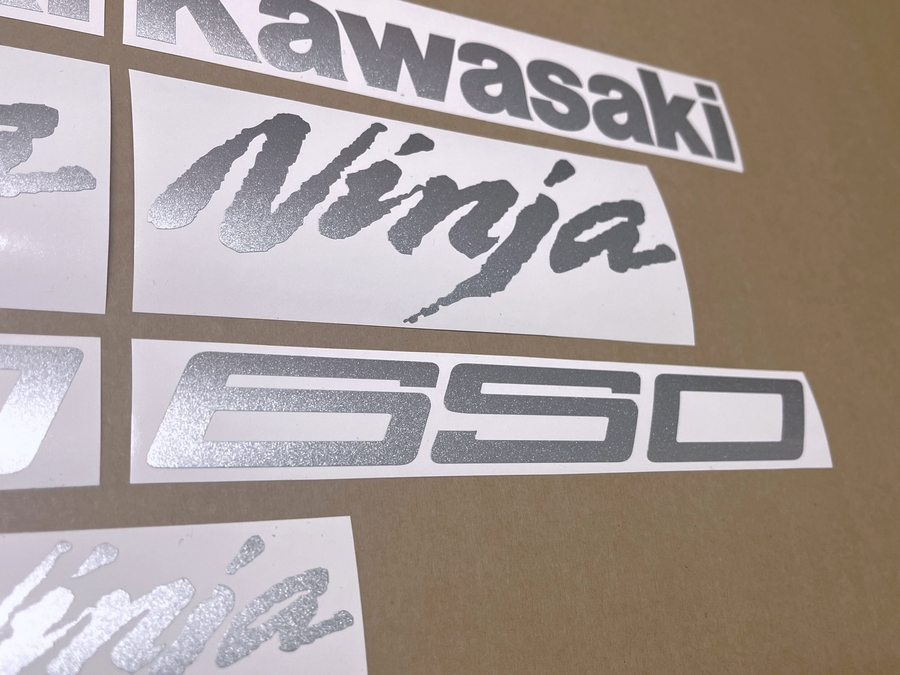 Kawasaki ninja 650 pearl (metallic) silver custom sticker set - Moto ...