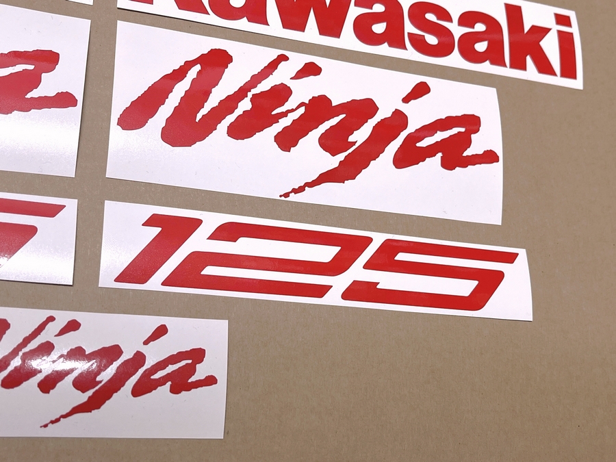 Kawasaki 125 ninja medium red custom sticker set - Moto-Sticker.com