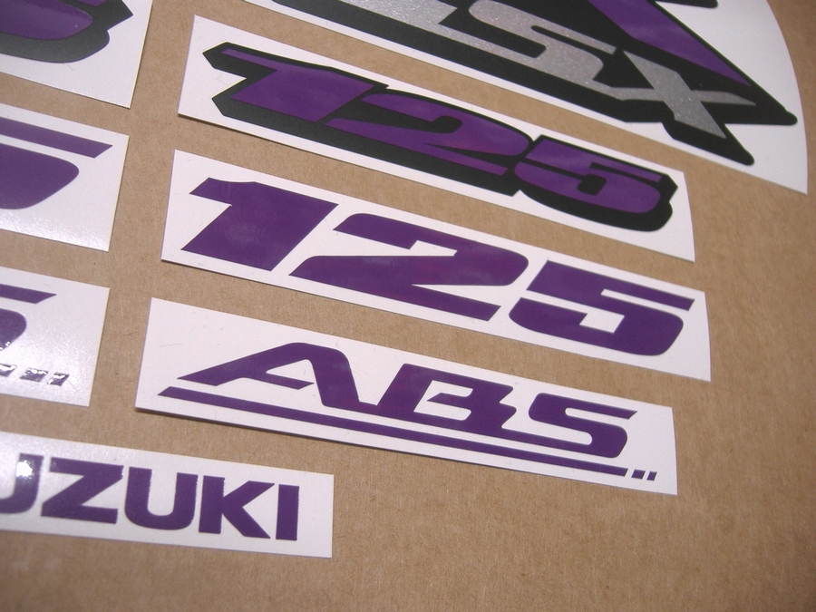 Suzuki GSX-R 125 custom purple color logo decals set - Moto-Sticker.com