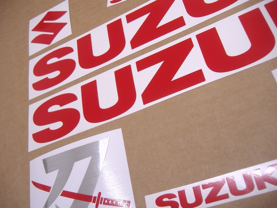 Suzuki Katana custom red color logo decals set - Moto-Sticker.com